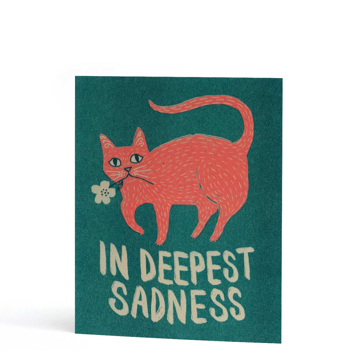 In Deepest Sadness Cat Risograph Card | The Curious Pancake