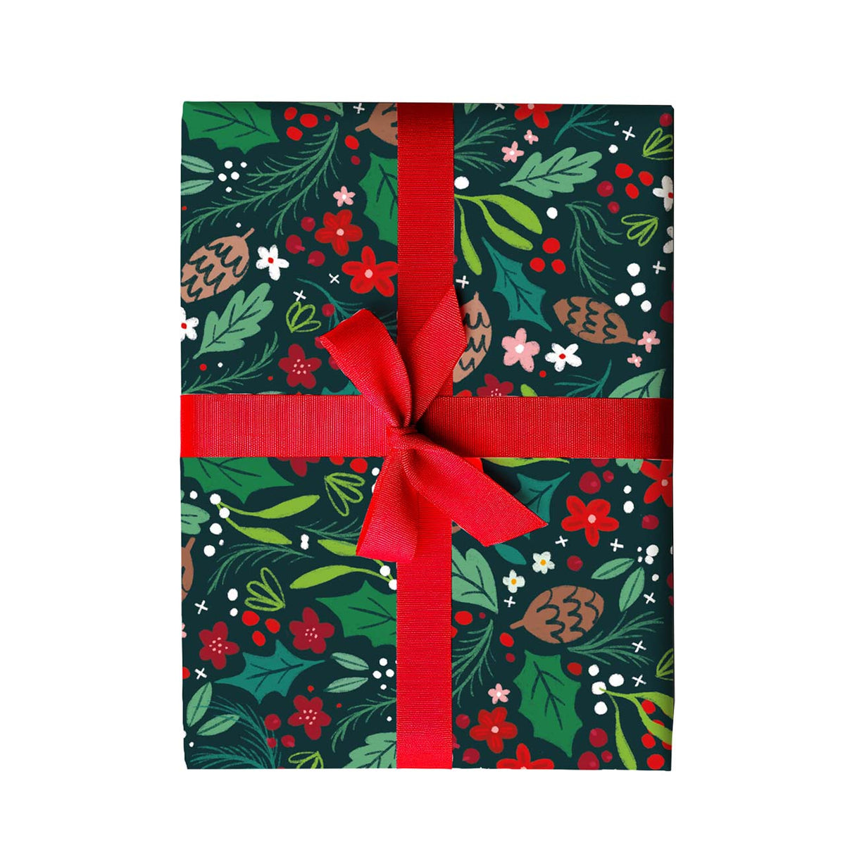 Christmas Floral Wrapping Paper Folded Single Sheet | Curious Pancake ...