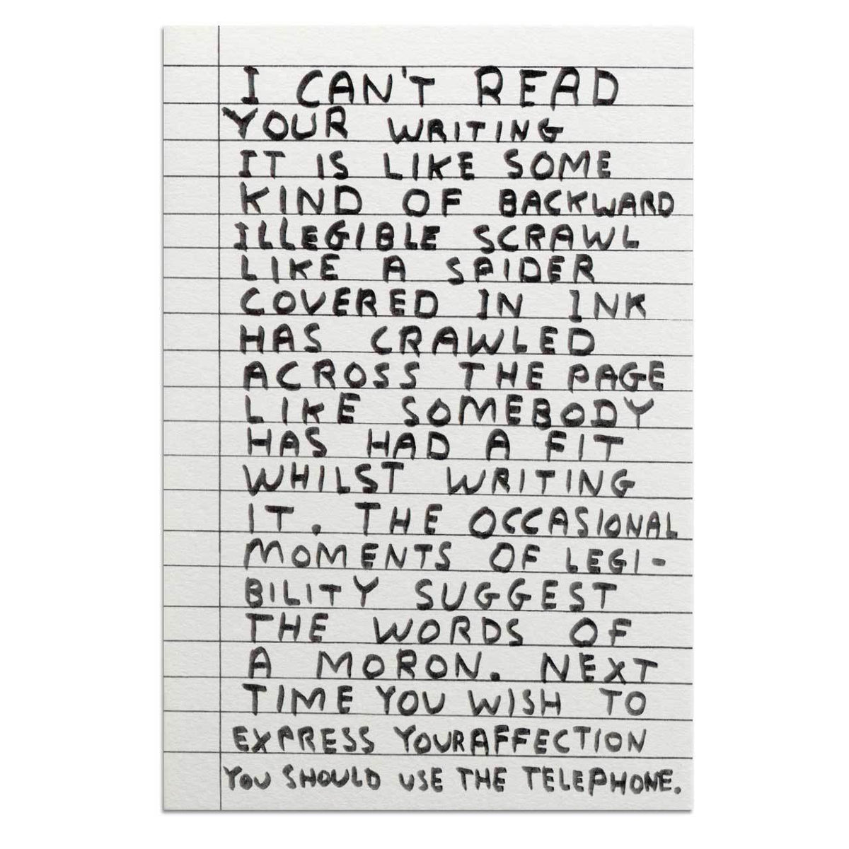 I Can't Read Postcard | The Curious Pancake