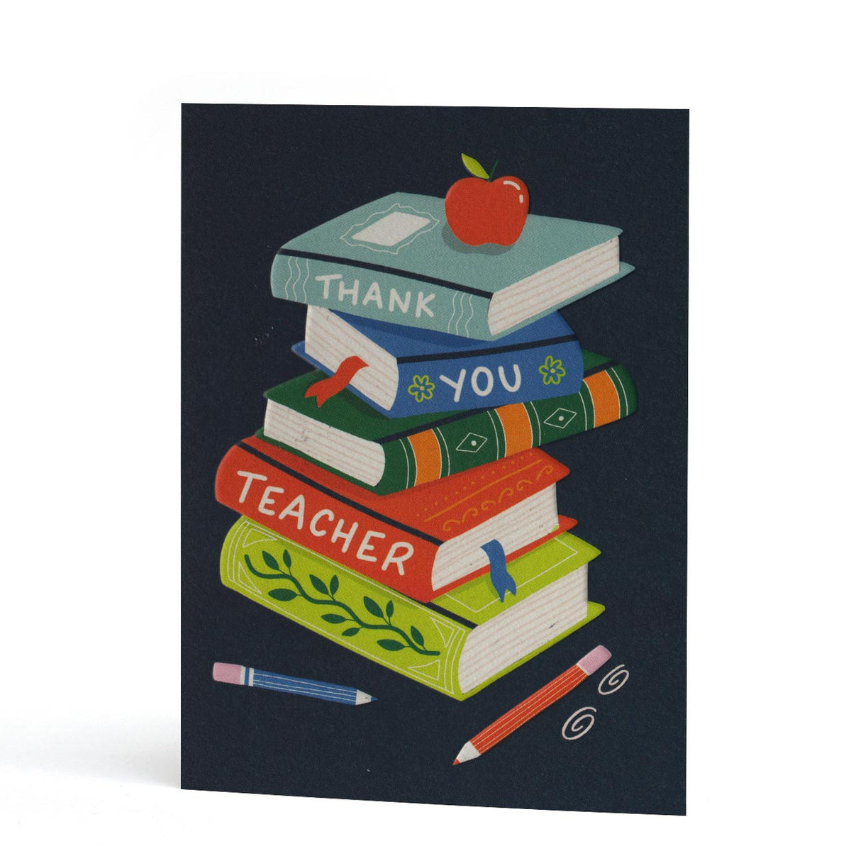 Thank You Teacher Book Stack Greeting Card | The Curious Pancake