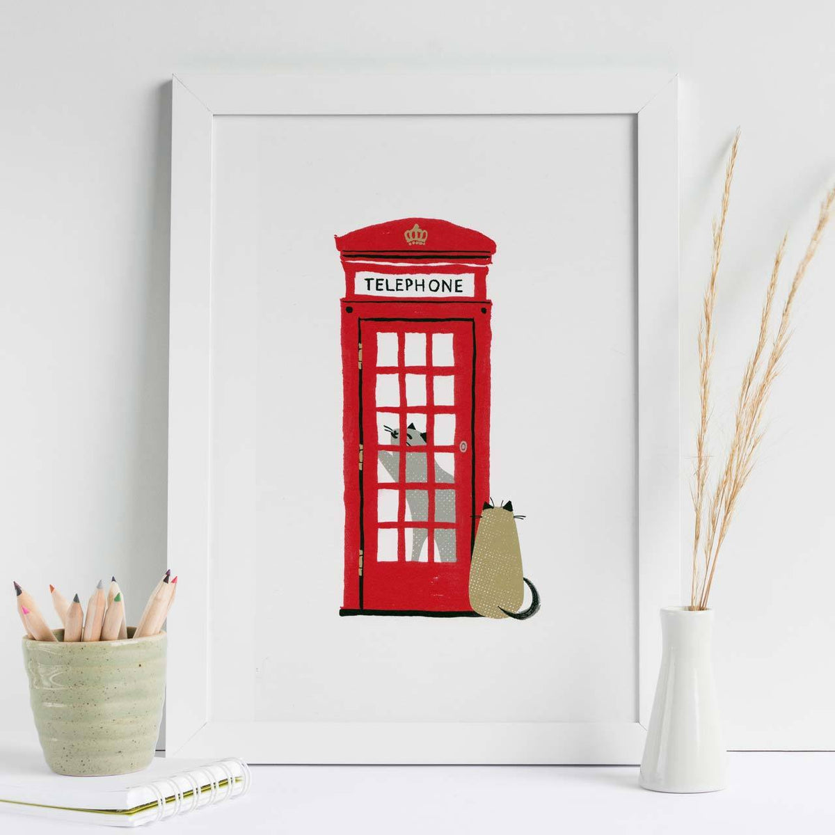 Cat Calling A4 Art Print | The Curious Pancake